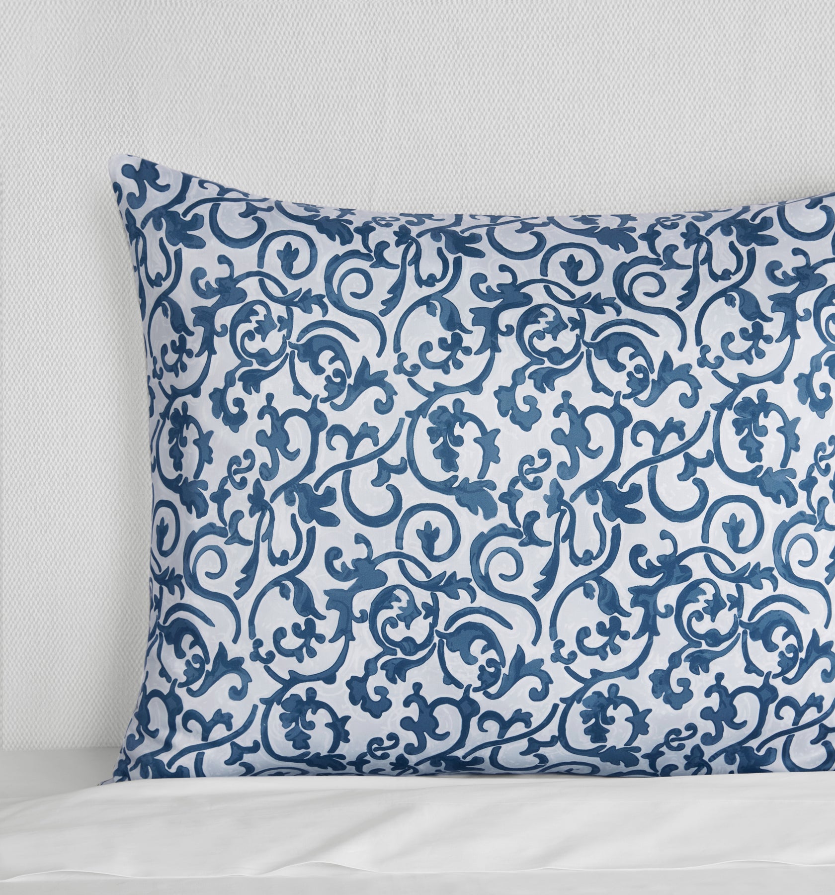 Millbrook Sham - Blue Printed Sateen Pillow Shams | SFERRA