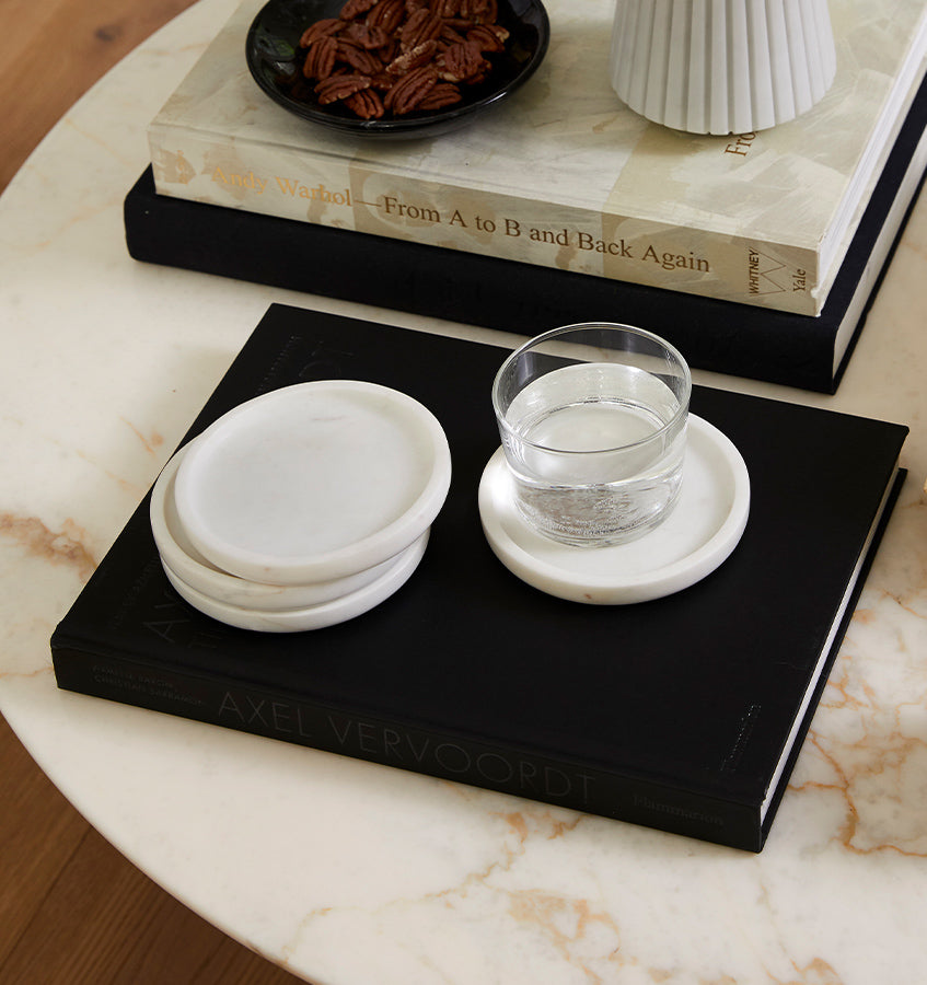 Calanna Coasters - White Marble Coasters | SFERRA