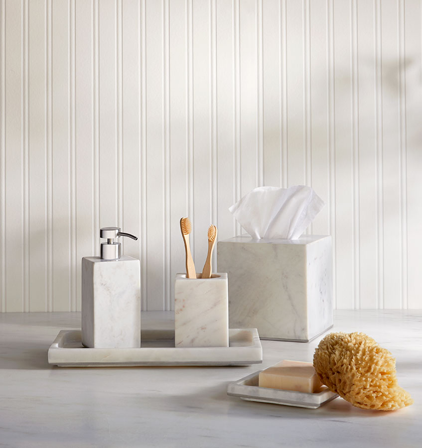 Pietra Marble Storage Tray - Marble Bath Accessories | SFERRA
